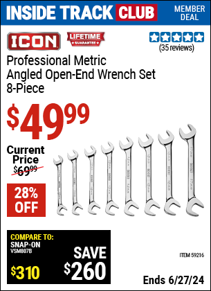 Coupons for ICON Professional Metric Angled Open End Wrench Set, 8 ...