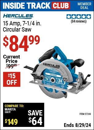 HERCULES 15 Amp 7-1/4 in. Heavy Duty Circular Saw for $84.99 – Harbor ...